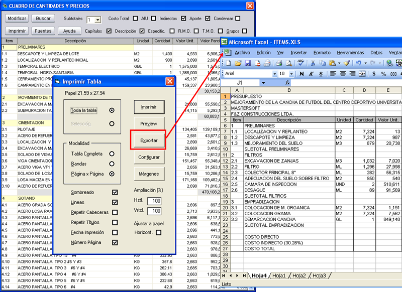 Programa Obras - Software para presupuesto y programación de obra